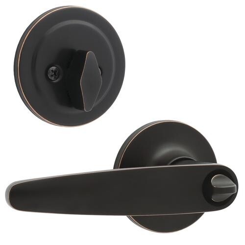 Entry Door Lever & Deadbolt Oil Rubbed Bronze Keyed Lock Adjustable ...