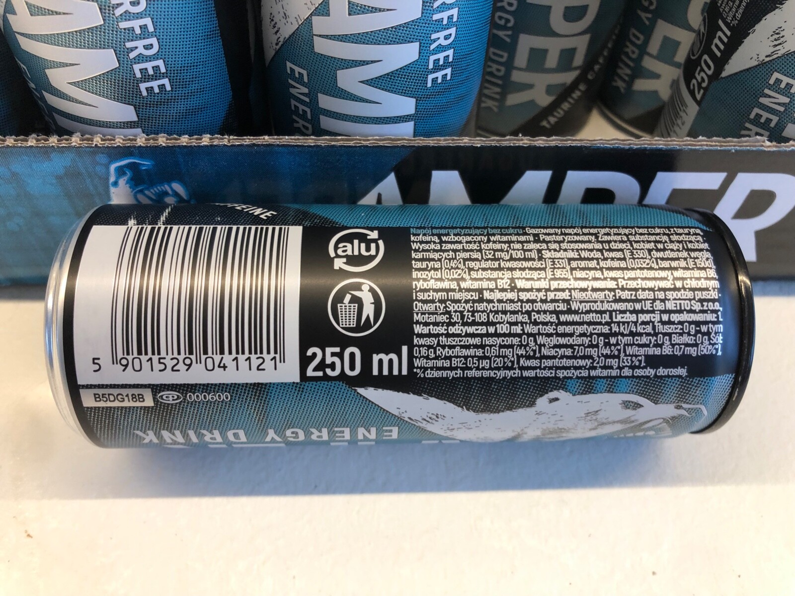 AMPER Energy drink Original Sugarfree aus Polen 24 x Dosen á 250ml ...