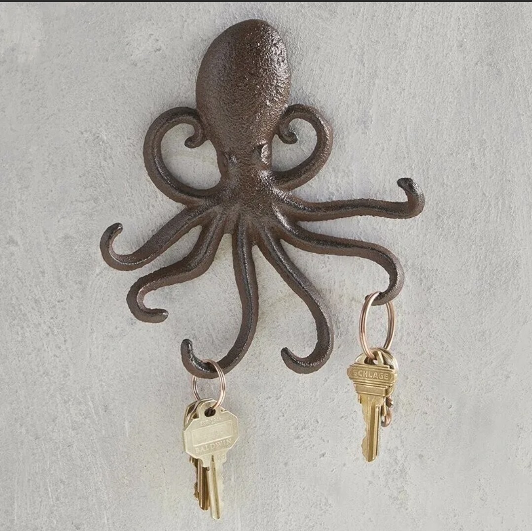 Cast Iron Octopus Hook for Key, Bags, or Coats - 6.5" Tall | eBay