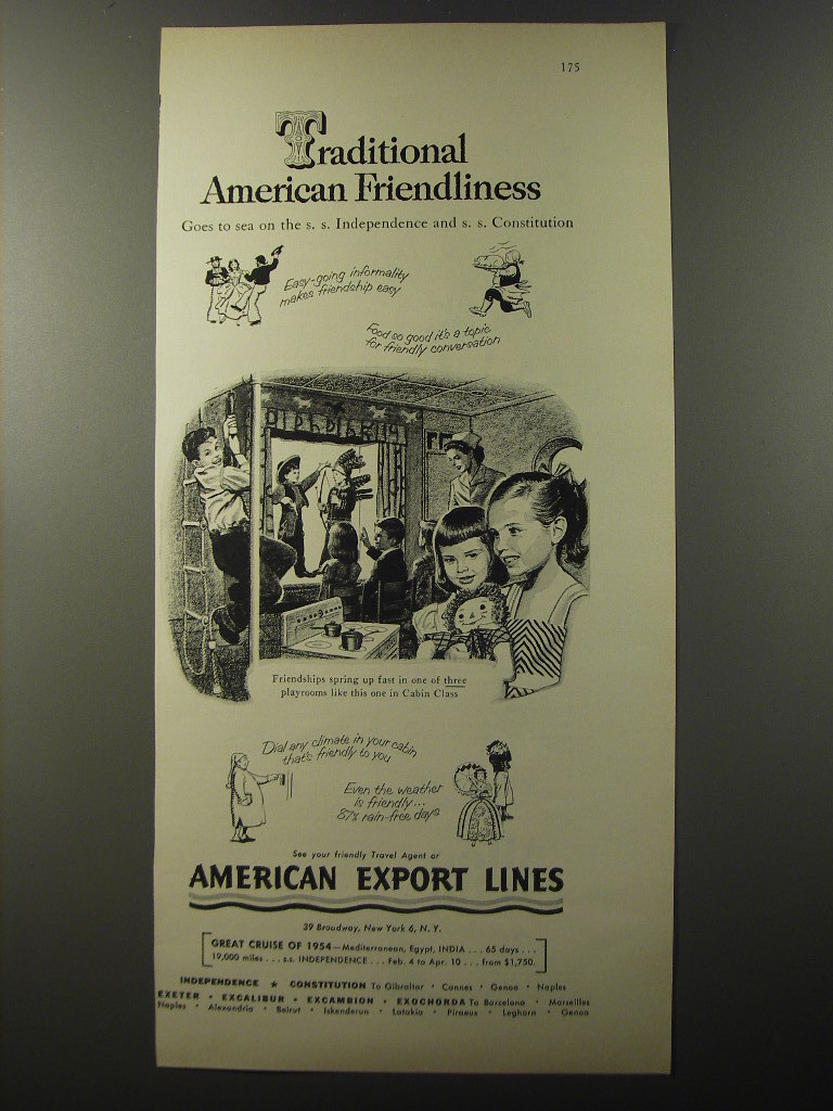 1953 American Export Lines Cruise Ad - American Friendliness | eBay