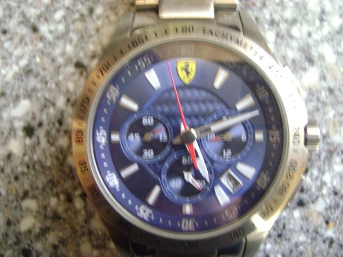Scuderia Ferrari BLUE Carbon Fiber Chronograph Heavy Bracelet Watch ...