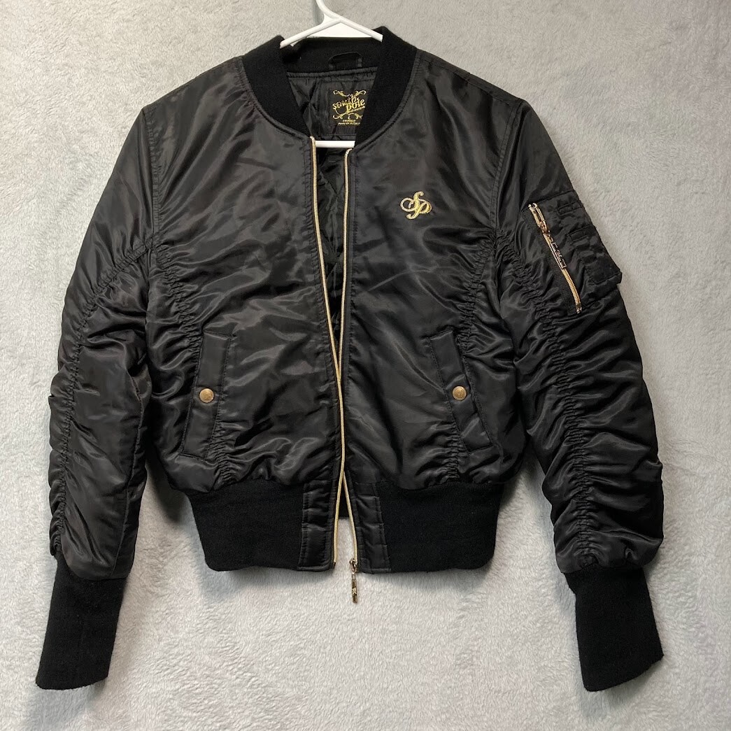 South Pole cropped Y2K bomber jacket women's L black … - Gem