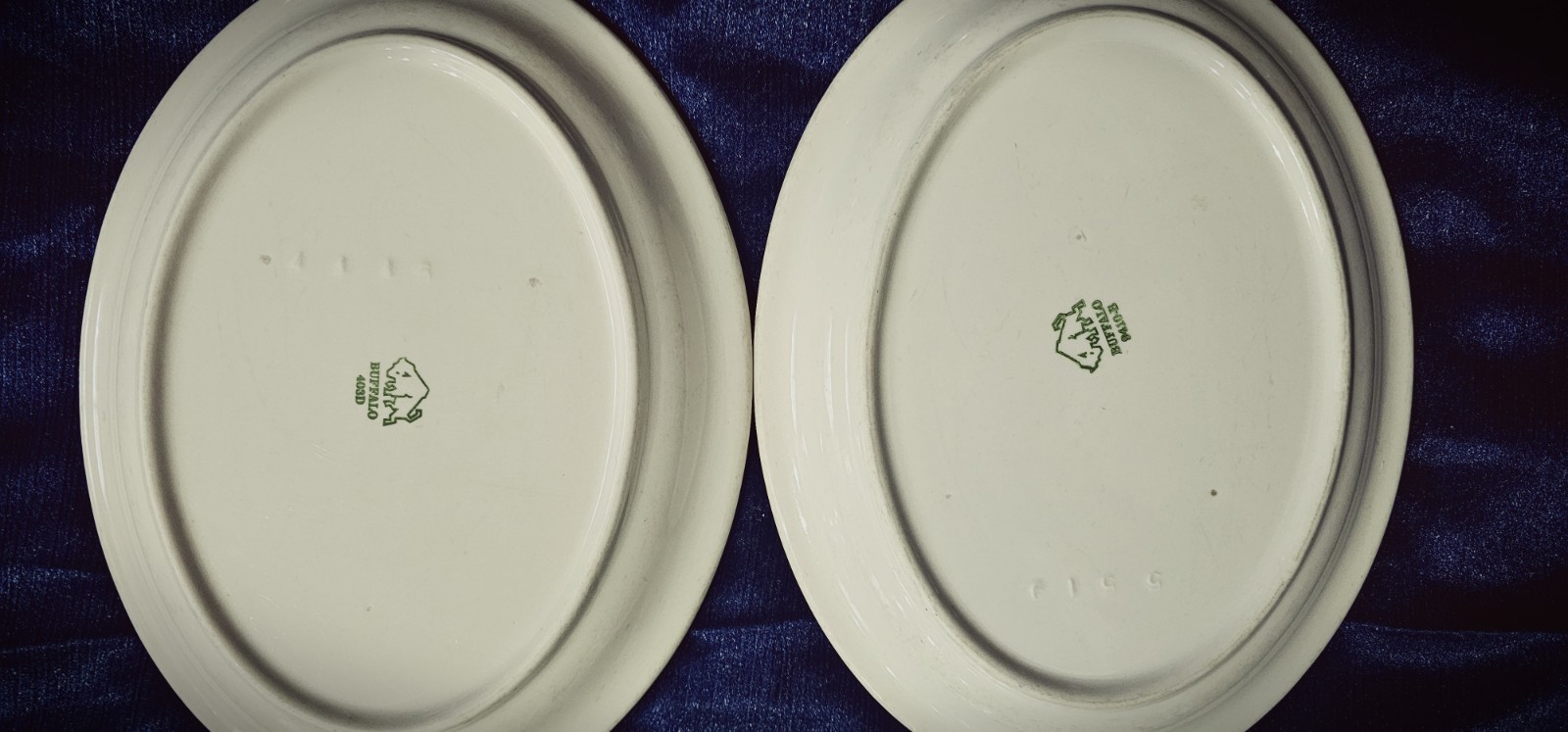 Vtg Buffalo China Restaurant Ware Blue Geometric Design Large Oval ...