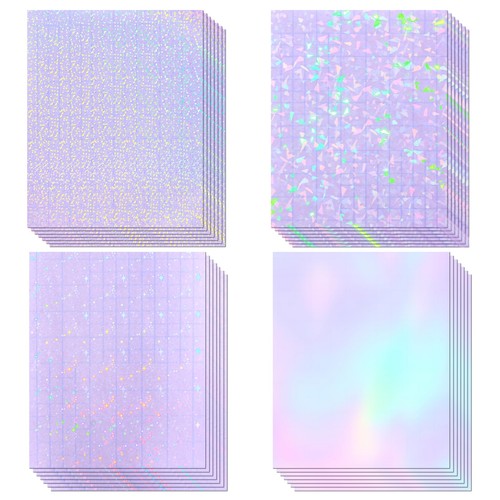 36 Sheets Holographic Sticker Paper, Transparent Holographic Vinyl ...