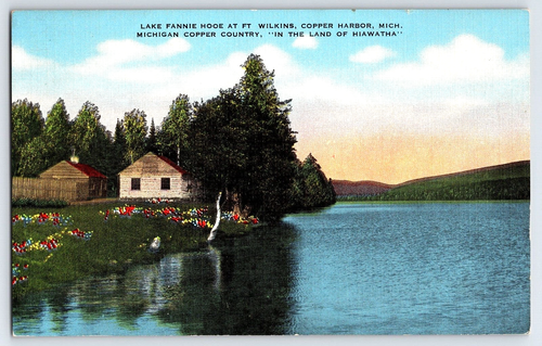 VINTAGE OLD ANTIQUE POSTCARD LAKE FANNIE HOOE LAKE COPPER HARBOR ...