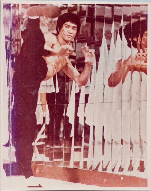 Bruce Lee Enter The Dragon doing kung fu kick by wall of mirrors 5x7 ...