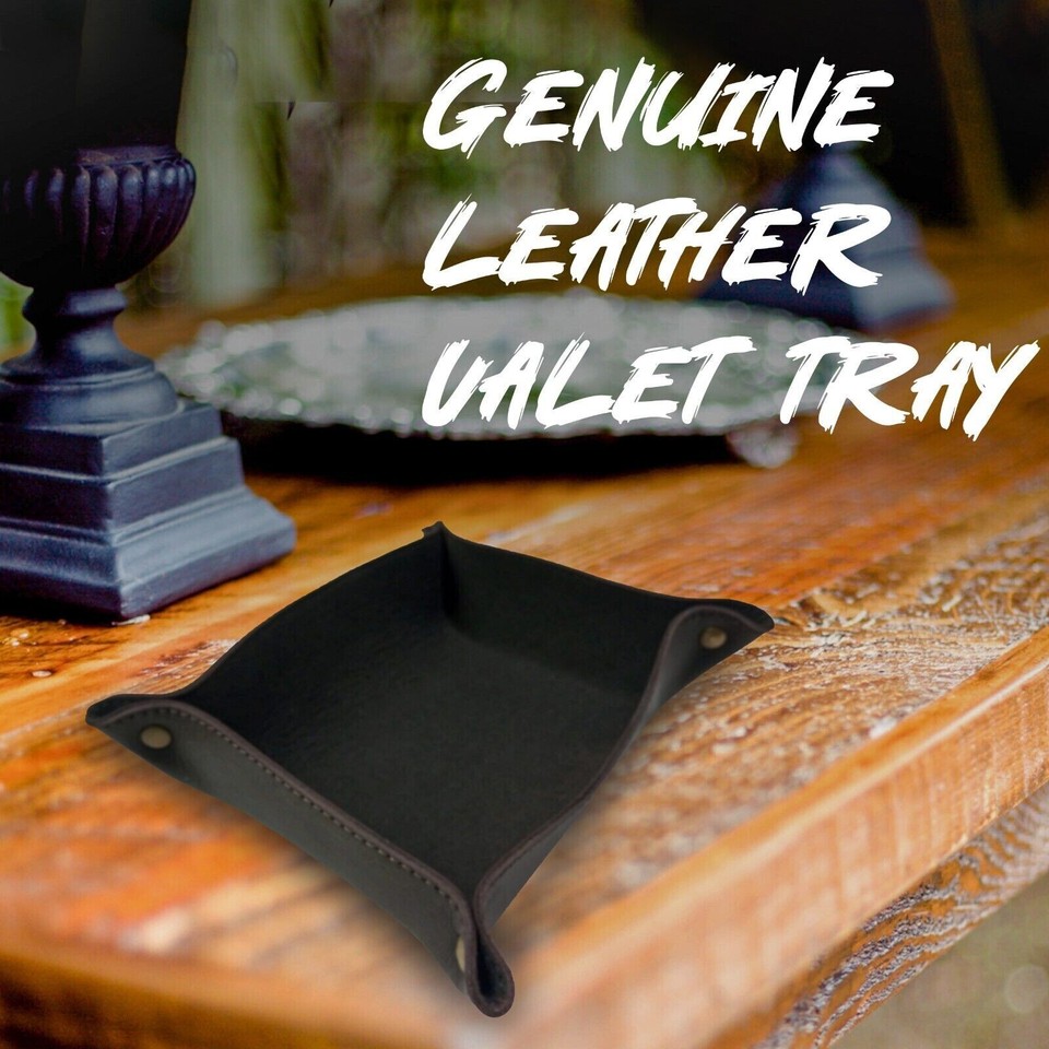 Genuine Leather Valet Tray Desk Caddy Key Wallet Tray Jewelry Catchall ...