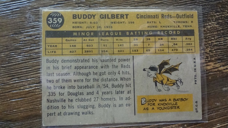 1960 TOPPS # 359 BUDDY GILBERT BASEBALL CARD | eBay