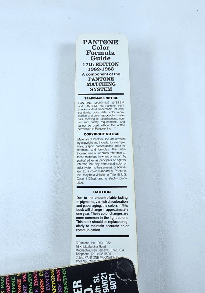 Vintage Pantone Color Formula Guide 17th Edition 1982-1983 | eBay