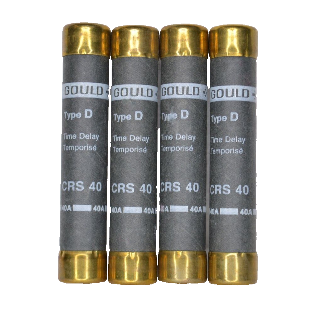 Lot of 4 Gould Shawmut CRS40 40 Amp Cartridge Fuses Type D Time Delay ...