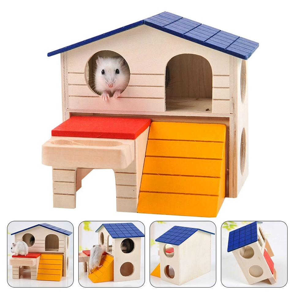 Rat Platform Hamsters Hideout House Wooden Rat Room Chinchilla Cage Rat ...