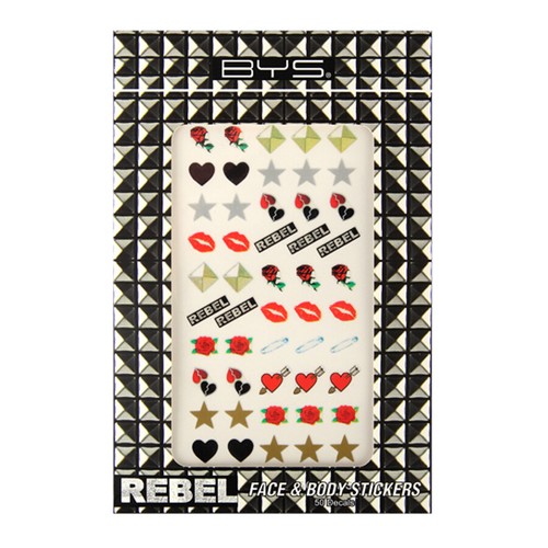50pc BYS Rebel Face & Body Stickers Makeup Rose/Hearts/Flower/Diamond ...