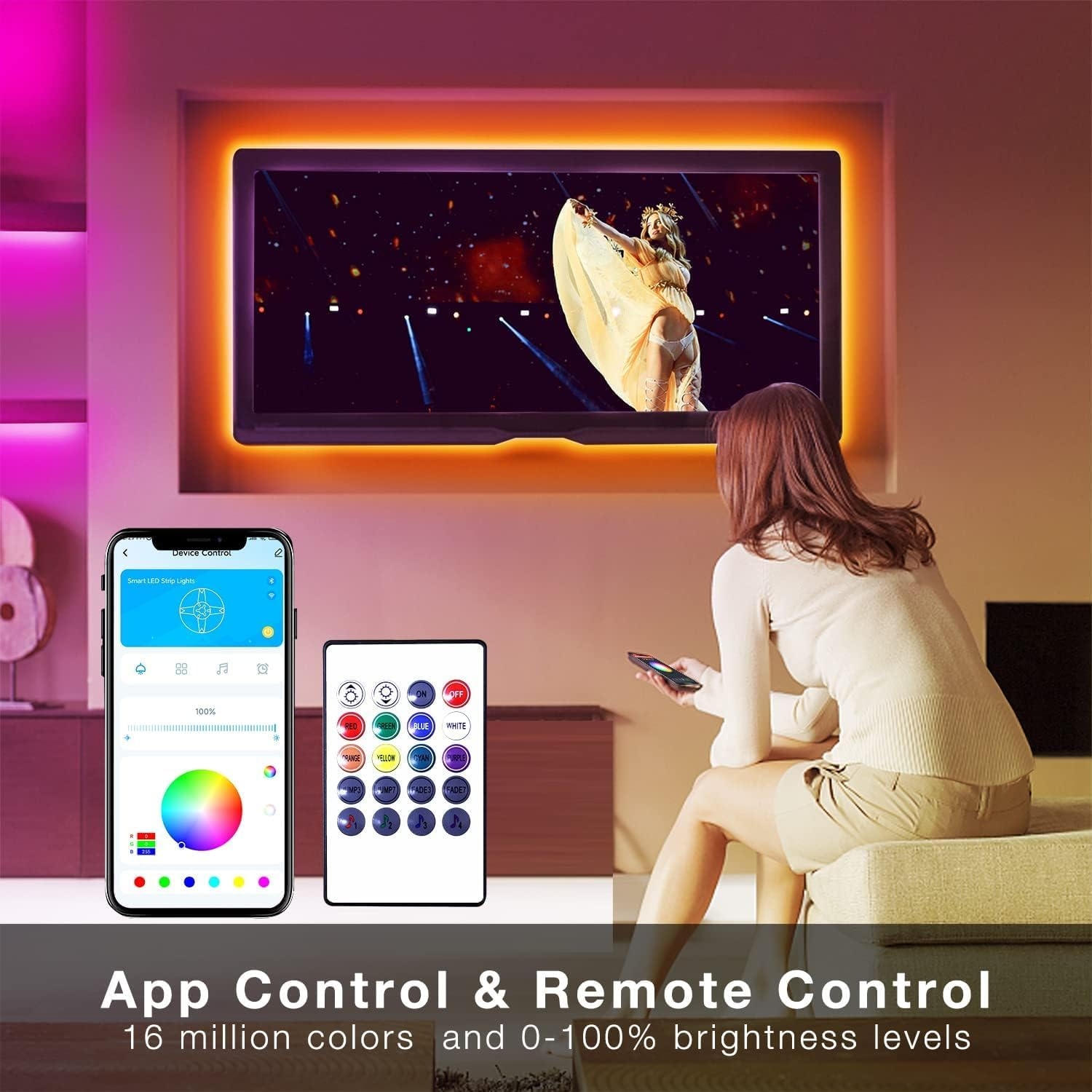100Ft Smart Wifi Led Lights, Led Strip Lights Work with Alexa and ...