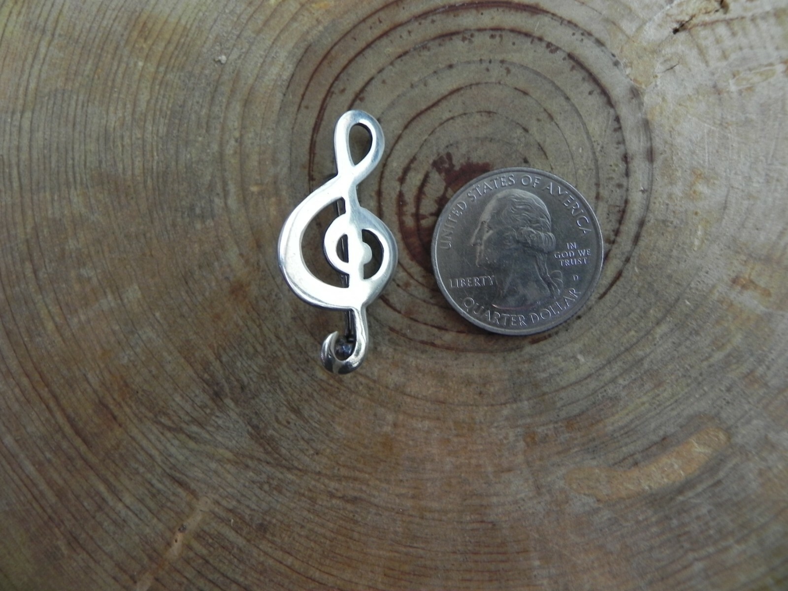 Sterling Silver TREBLE CLEF Symbol Pin Brooch by C A - Gem