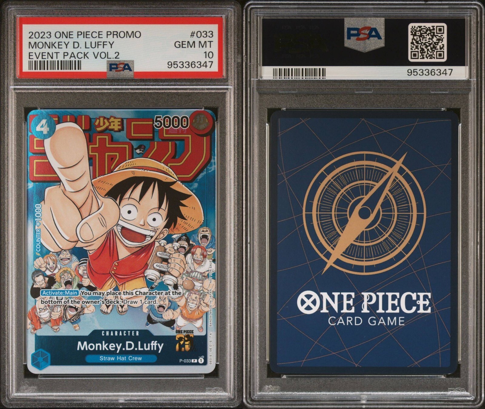 PSA 10 GEM MINT Monkey D. Luffy P-033 Promo One Piece Card Event Pack Vol. 2 | eBay
