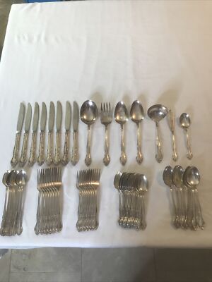 53 Pc Oneida Community Affection Silver-plated Flatware + 8 1881 Rogers ...