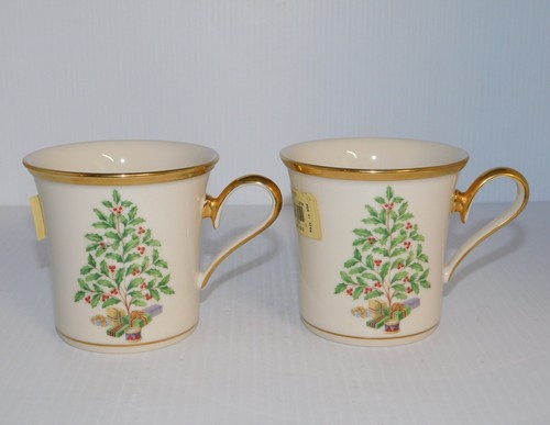 2 LENOX HOLIDAY TREE GOLD MUGS WITH LABELS NEVER USED MADE IN USA | eBay