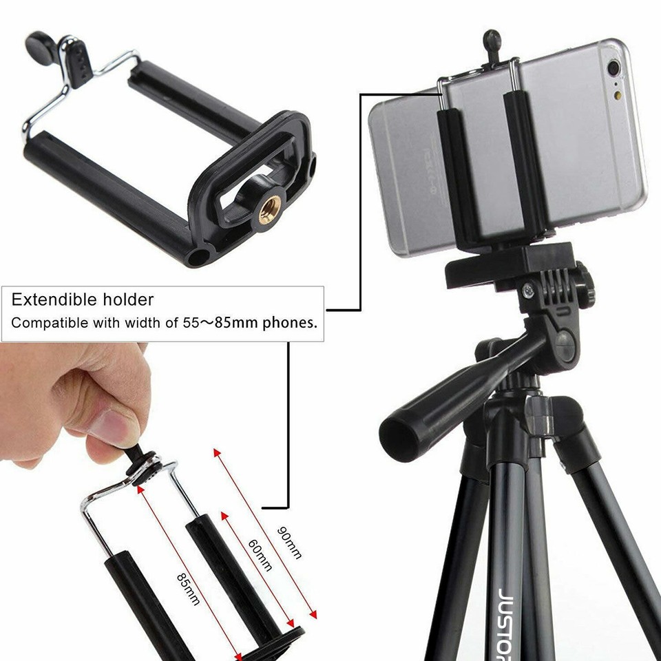 Lightweight Aluminium Tripod Telescopic Camera DSLR Stand With Phone ...