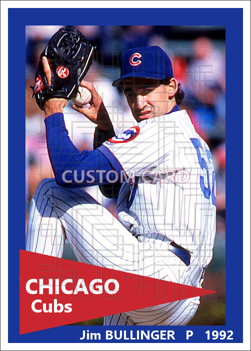 Jim Bullinger - 1992 Chicago Cubs - 2.5 x 3.5 custom card (blank back ...