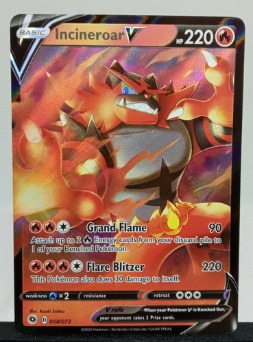 Incineroar V 008/073 - Champions Path NM Ultra Rare Full Art Pokémon ...