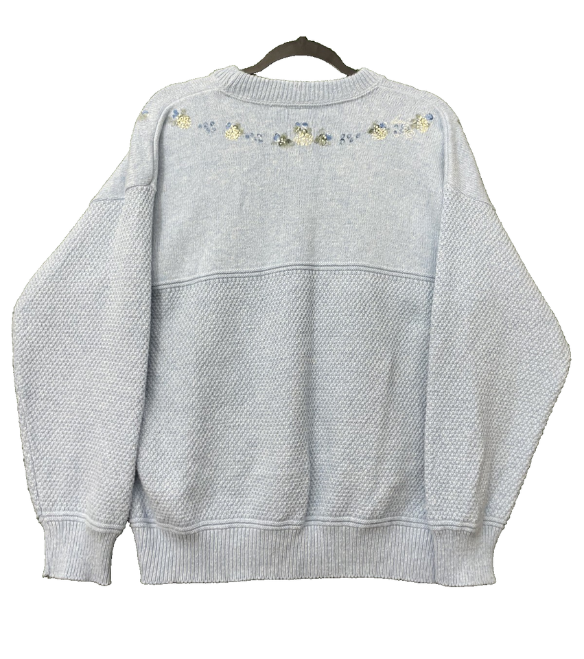 Vintage Designed for You by Deborah Ann Burnham Floral Blue Sweater ...