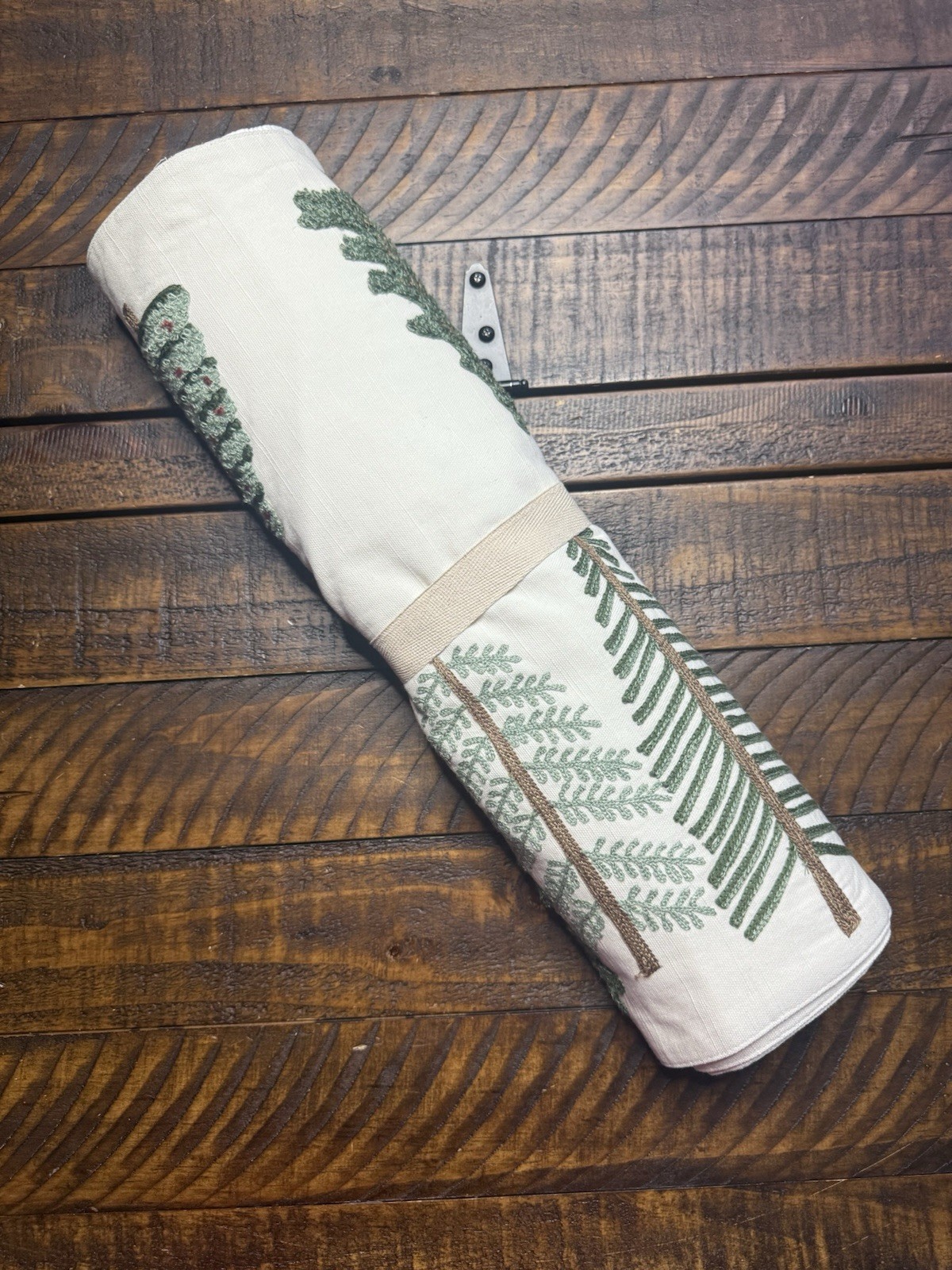 Pottery Barn TREE GROVE EMBROIDERED COTTON Table Runner 18" x 108 ...