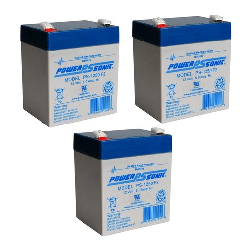 Power-Sonic PS-1250 12V 5AH SLA Battery 12 VOLT F2 TERMINAL - 3 Pack | eBay