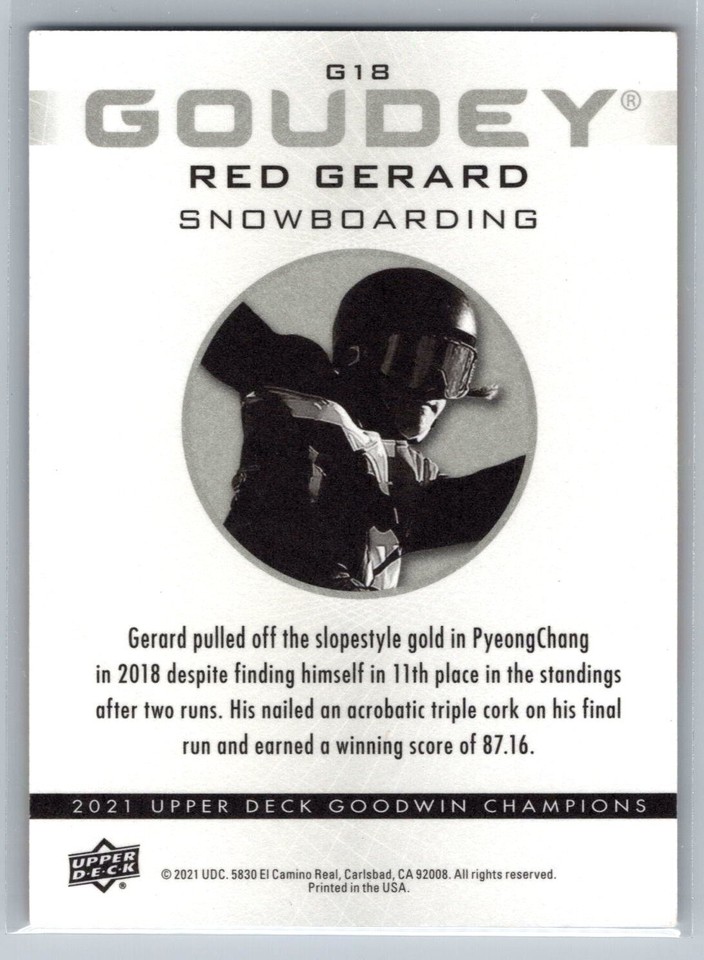 2021 UD Goodwin Champions Goudey Snowboarding #G18 Red Gerard | eBay