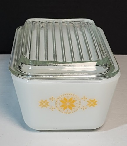 VTG Pyrex #502 TOWN & COUNTRY Refrigerator Dish & Glass Lid Set DESIGN ...