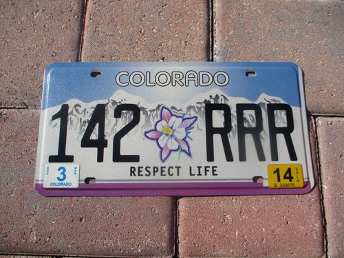 Colorado 2014 Respect Life license plate # 142 RRR | eBay