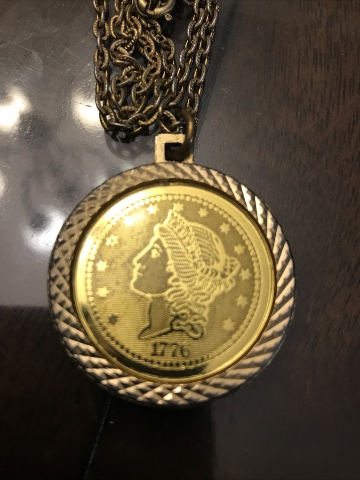 Vintage Gold Silver Tone 1776 Bi Centennial Twenty D Coin Necklace ...