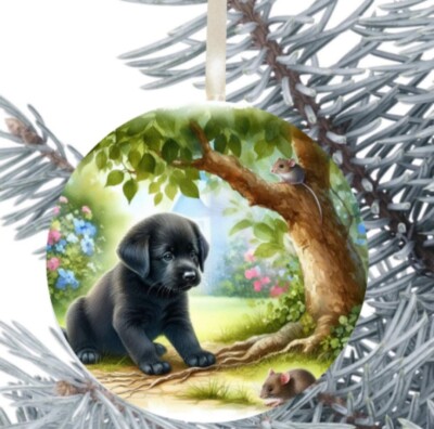 Black Labrador Hanging Bauble Gift Present Decoration Christmas | eBay