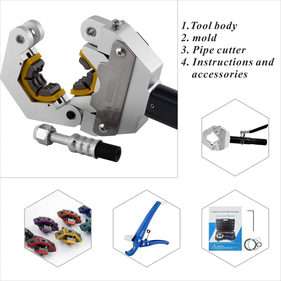 Hydraulic Hose Crimper AC Line Crimping Tool for Barbed Vintage Air ...