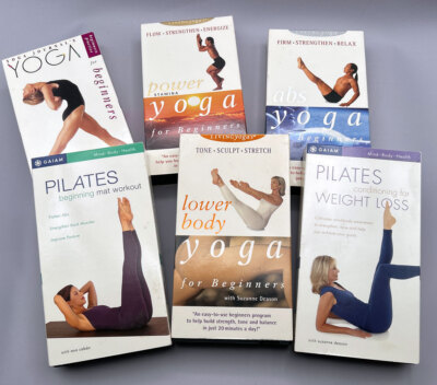 Lot of 6 VHS Living Yoga GAIAM Yoga for Beginners Power & ABS Yoga ...