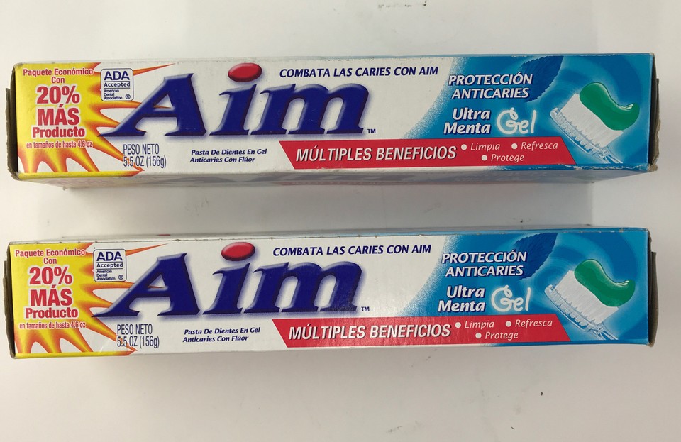 2 PK Aim Multi-Benefit Cavity Protection Gel Toothpaste, Ultra Mint 5. ...