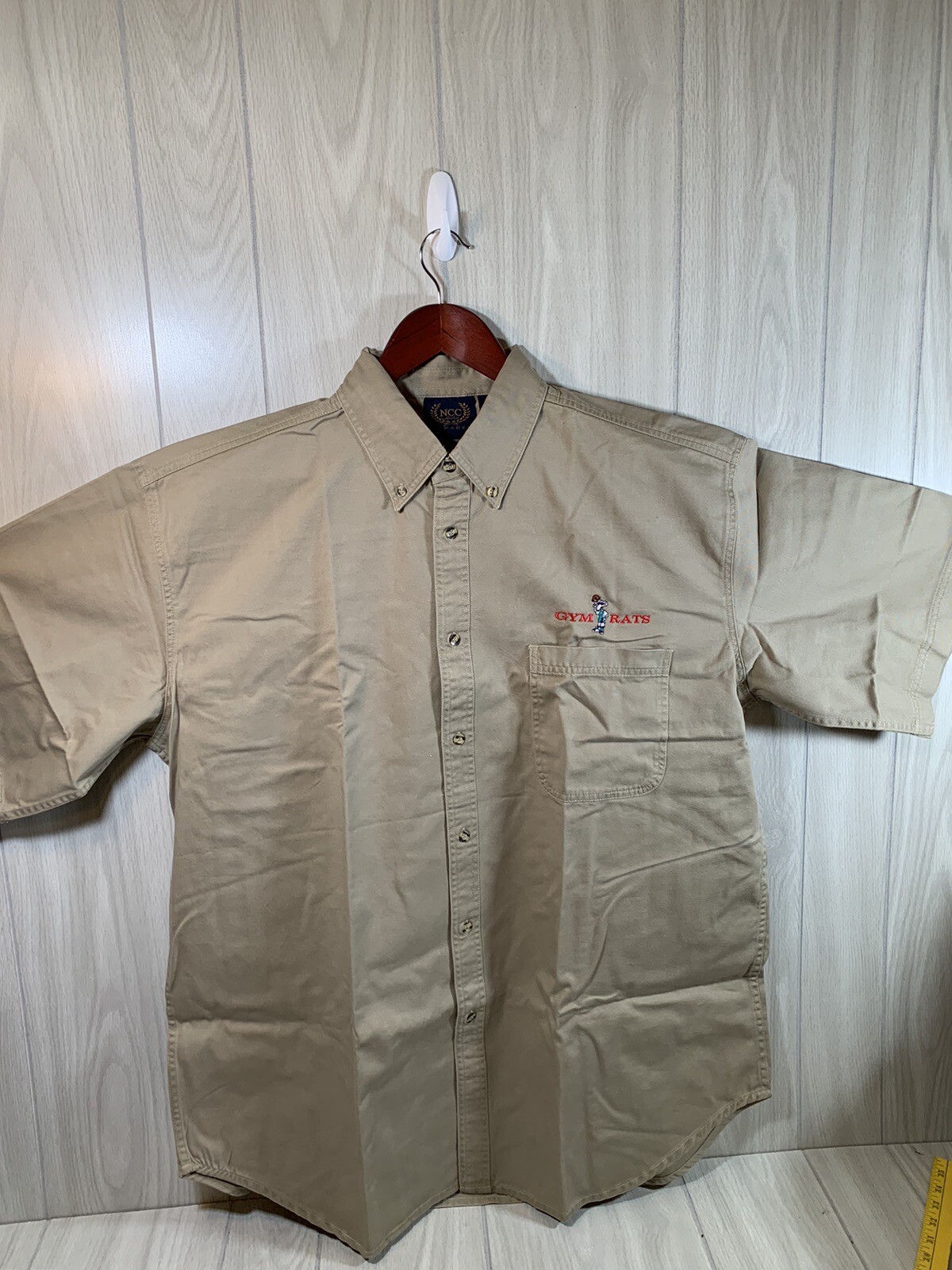 NCC Apparel Gold Mens Shirt Jacket Size 2X Short Sleeve GYM RAT Logo ...