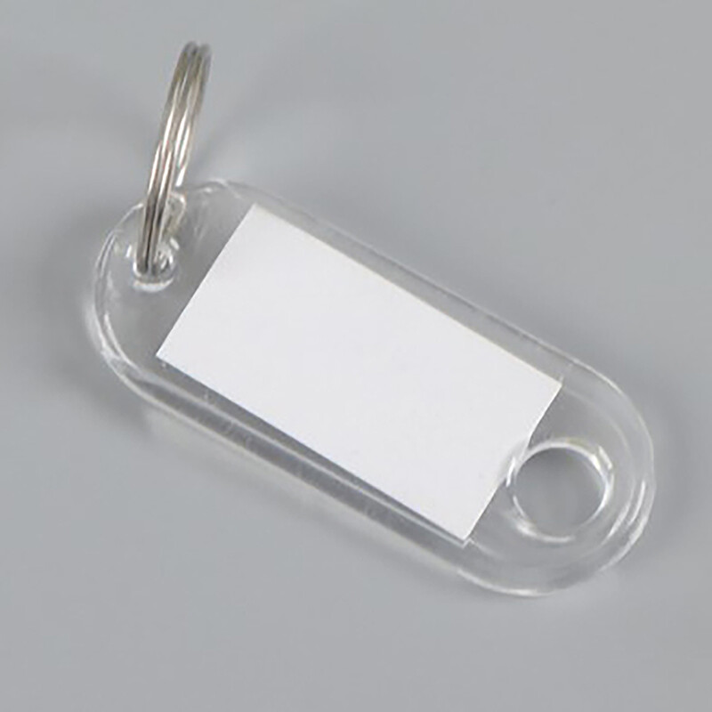 10pcs Crystal Clear Plastic Key Tag With Split Ring Label Double Sided ...