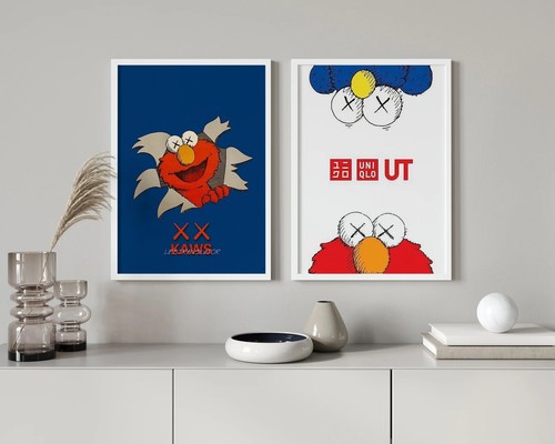 Hypebeast Set of 2 KAWS | ELMO - Complex Digital Wall Art Poster Home ...