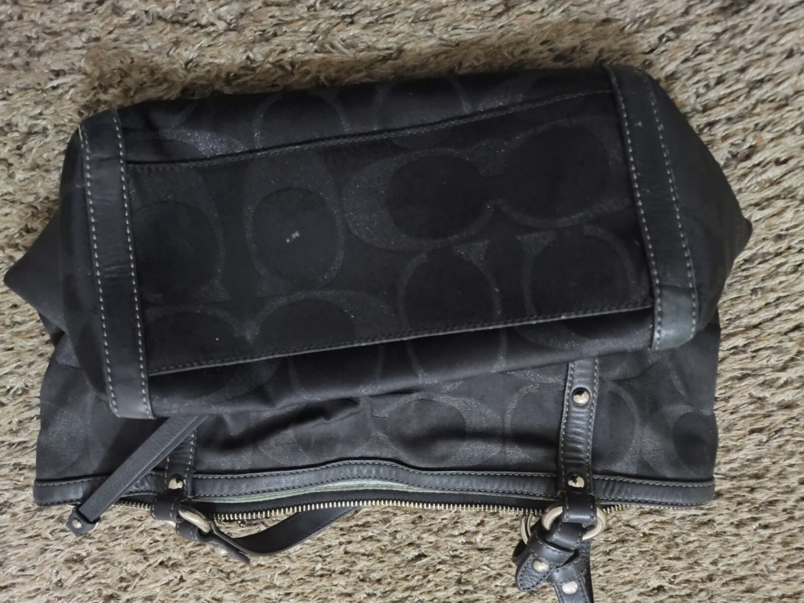 COACH BLACK SIGNATURE LUREX STUDDED TOTE SHOULDER BAG 12911 HANDBAG ...