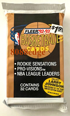 1992-93 FLEER NBA BASKETBALL SERIES 1 FACTORY SEALED CELLO PACK (32 ...