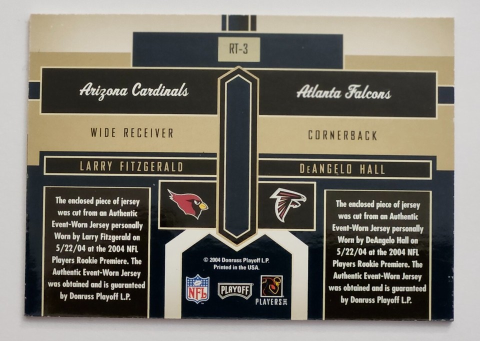 2004 Playoff Honors Rookie Larry Fitzgerald JERSEY with DeAngelo Hall ...
