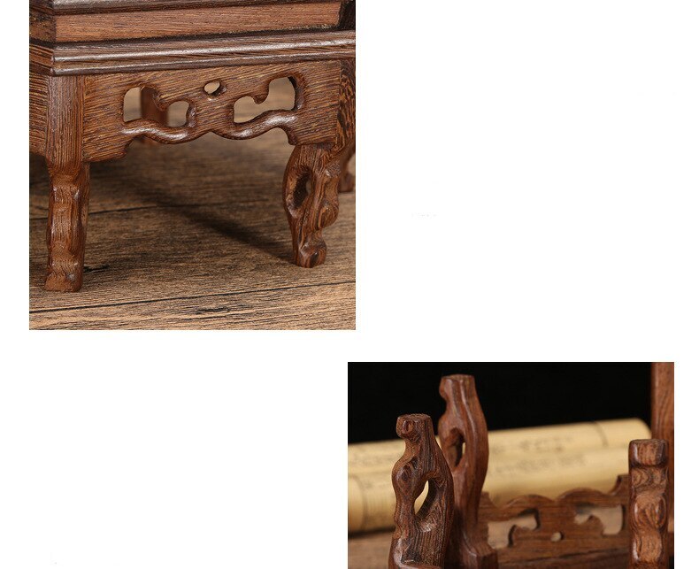 Retro Chinese Wood Fishbowl Display Vase Pot Planter Stand Bonsai Vase ...