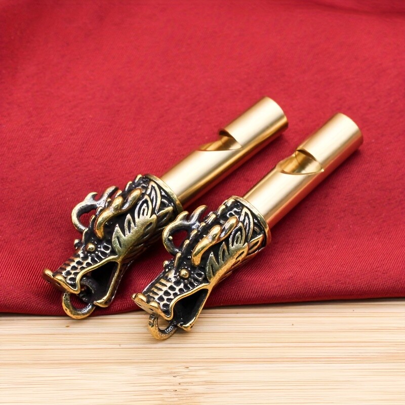 1X Brass Chinese Dragon Whistle Key Chain Pendant Outdoor Whistle Key ...