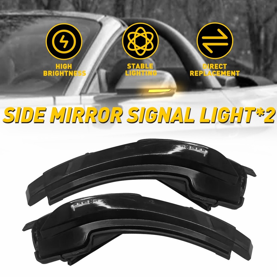 For 2015-2022 Ford Mustang Side Mirror Light Smoked Lens 15-22 FR3Z ...