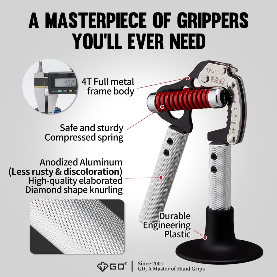 [Express Ship] GD Iron Grip Premium Adjustable Hand Gripper Light 80 ...