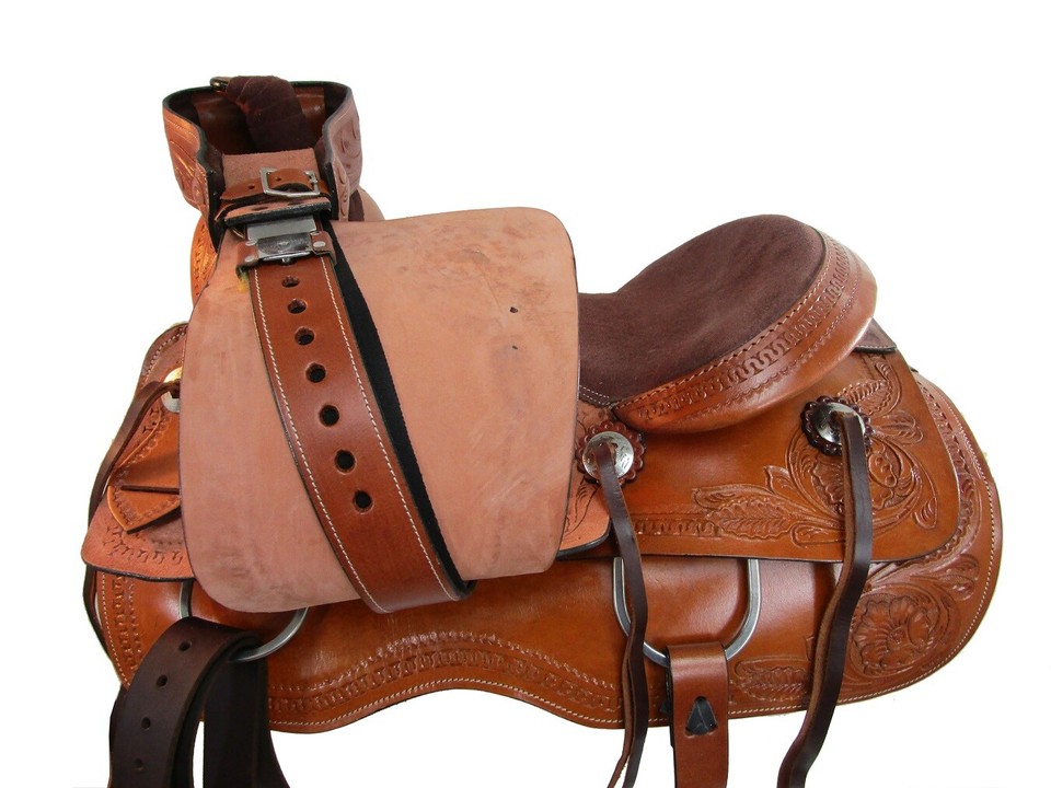 WESTERN HORSE TRAIL SADDLE PLEASURE TOOLED LEATHER BROWN TACK SET 18 17 ...