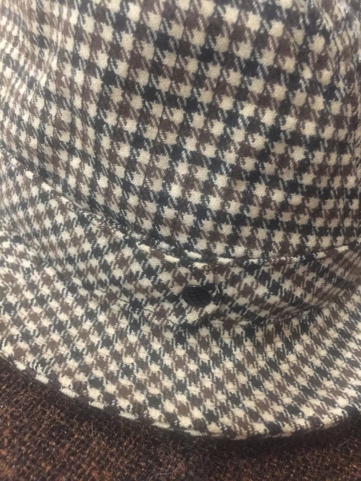 Men’s Pendleton Wool BUCKET HAT Hounds Tooth S Black Brown Creme Lined ...