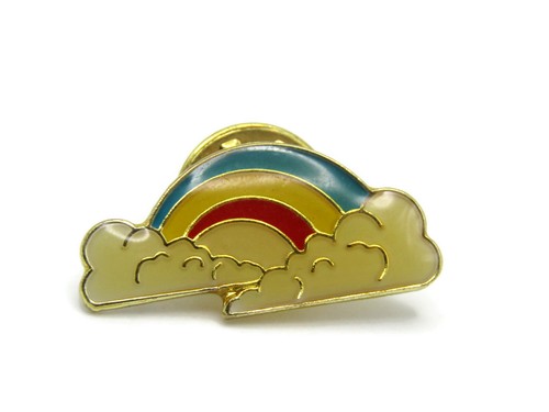 Rainbow Over Clouds Pin Blue Yellow Red White & Gold Tone | eBay