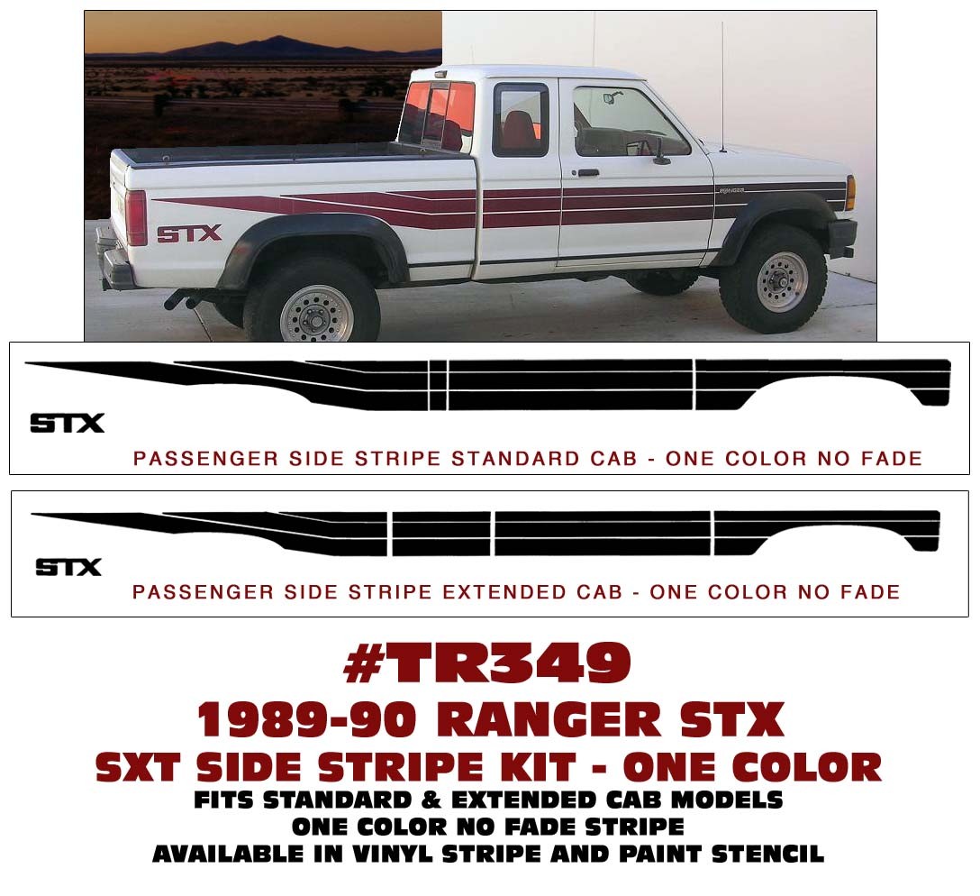 TR349 FORD TRUCK - RANGER STX - SIDE STRIPE DECAL KIT or PAINT STENCIL ...