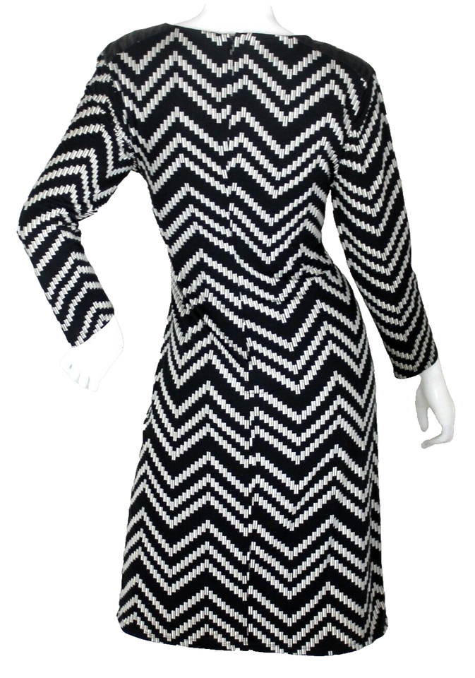 {Nine West} Dress Black & White Pattern A Line Stretch Summer Zip Lined ...